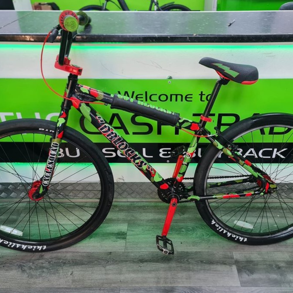 Pre-owned SE Bikes D Blocks Big Ripper 29" Bike - Green/Red Camo - Own4Less